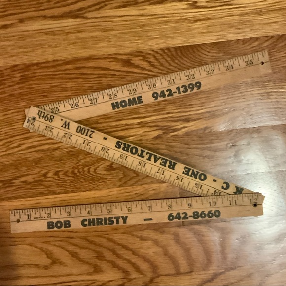 Office | Ruler Tri Fold Advertising Wood One Yard Vintage | Poshmark